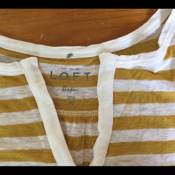 LOFT | Tops | Loft Ann Taylor Ivorymustard Striped 34 Sleeve M | Poshmark